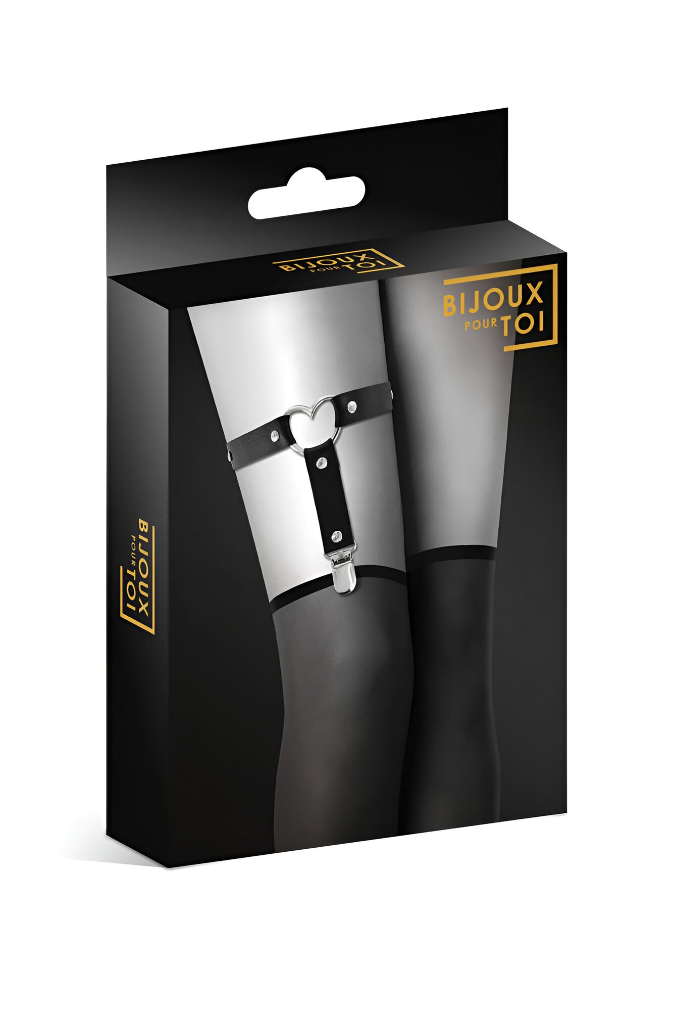 Гартер Bijoux Pou Toi, женский, черный, с металлическим сердцем, регулируемый