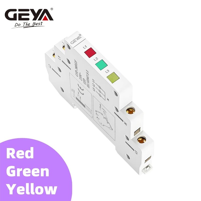GEYA GYD Индикатор на DIN-рейку 230 В Светодиодная сигнальная лампа Двойные контрольные огни Модульный индикатор Красный Зеленый Желтый Светодиодный сигнальный светильник