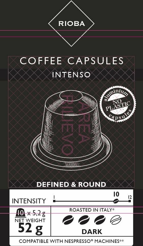 RIOBA Кофе в капсулах Intenso для кофемашин Nespresso 10шт, 52г