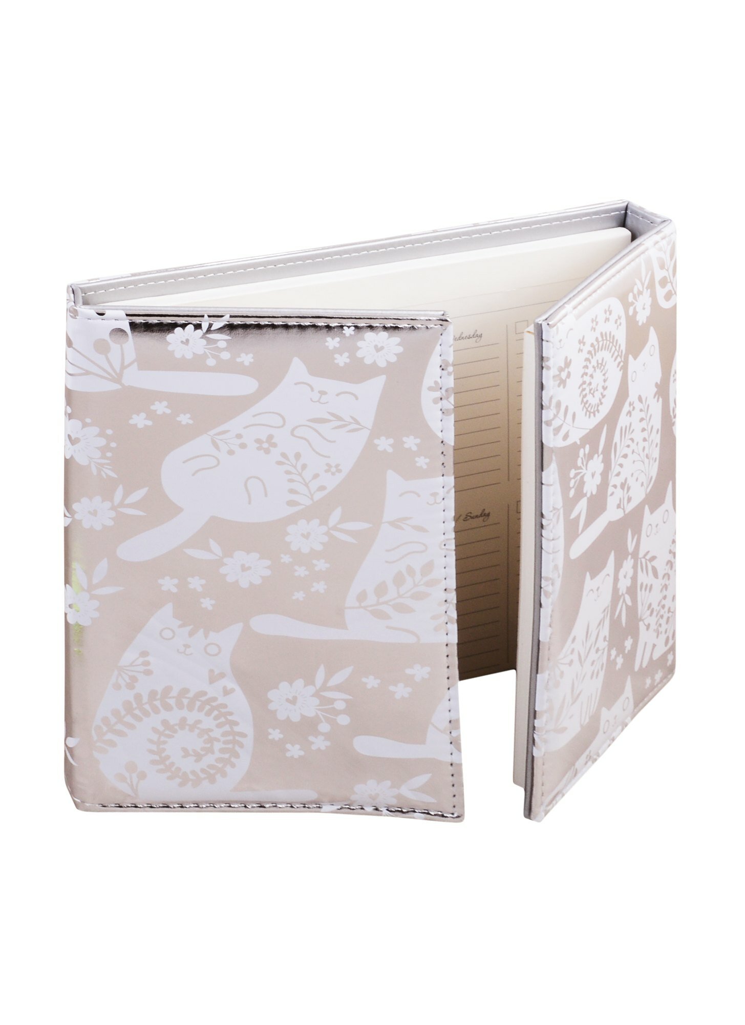 Еженедельник недат. А5+ 52л 225*195 Сариф серебряный, тв. переплет, обл. поролон, шелкография, 8 блоков в комплекте, тонир. офсет