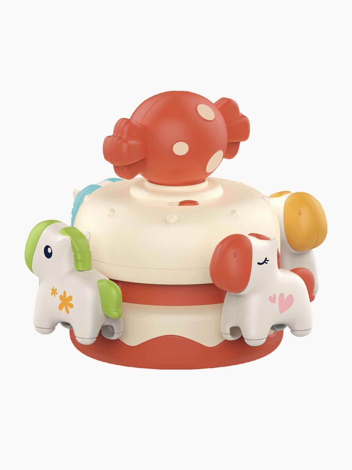 Музыкальная развивающая игрушка Huanger "Карусель шкатулка" HE8049, розовый