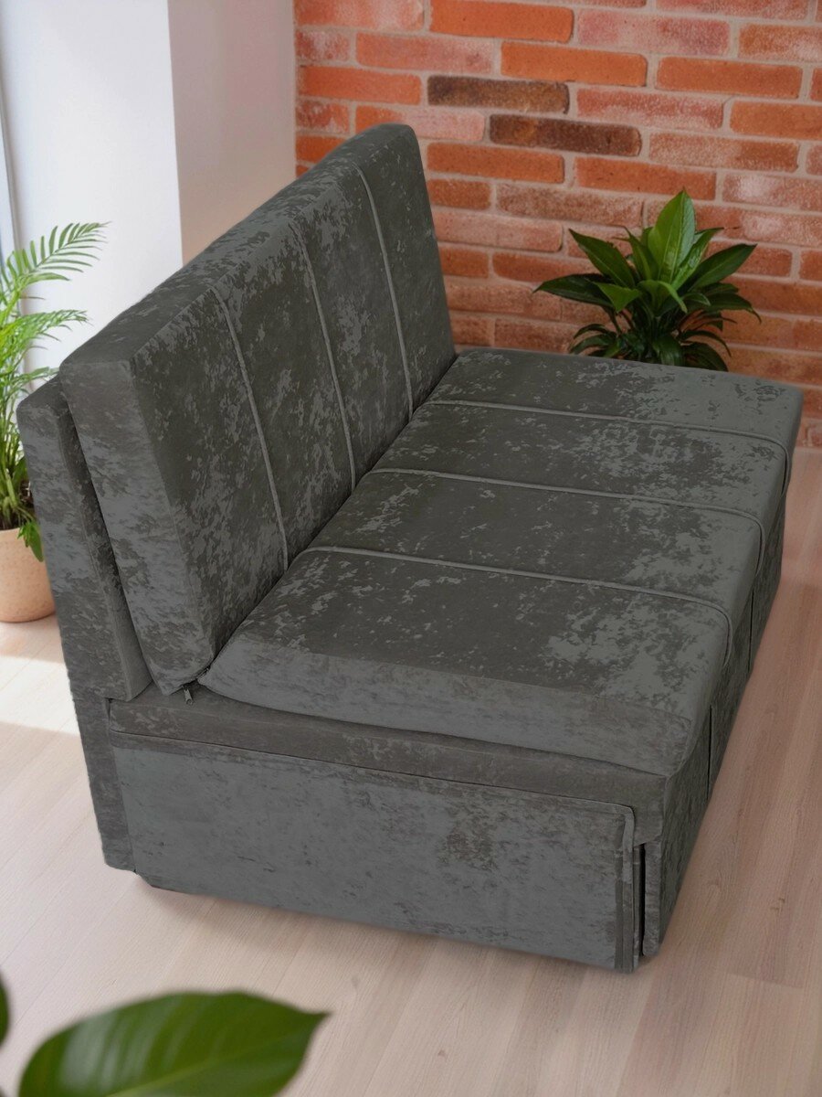 Диван-кровать "Престиж 90", без подлокотников, выкатной, с ящиком для белья, велюр, темно-серый