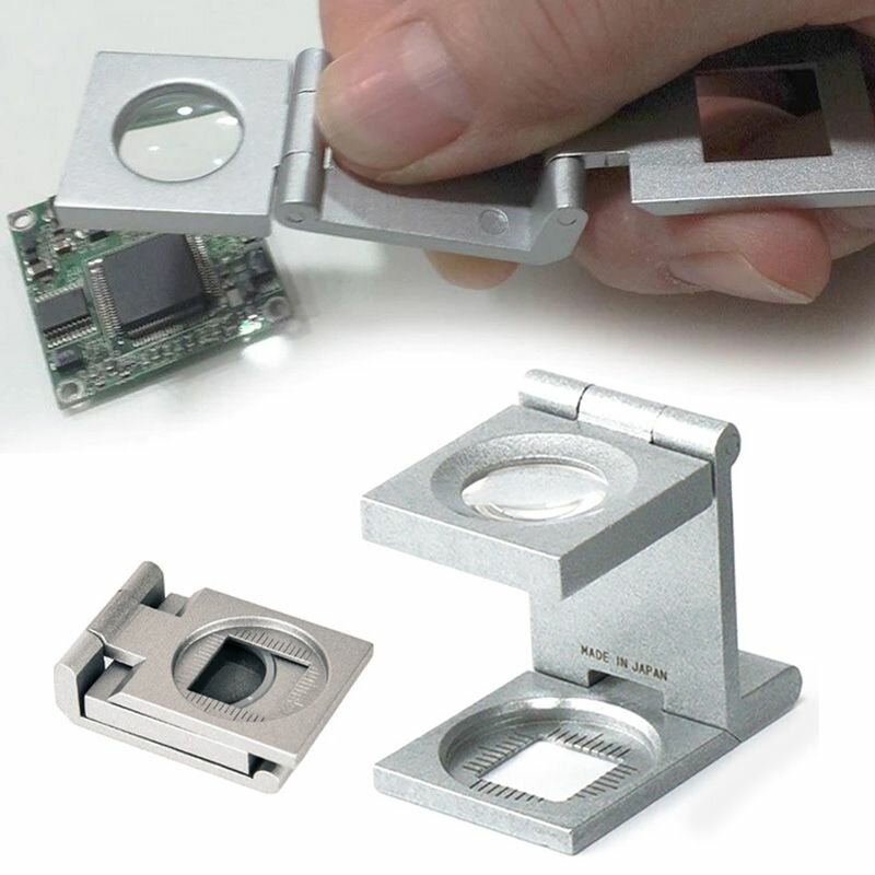 Складная лупа Alfa Mirage 15x15 мм 8x с измерительной шкалой для ювелиров