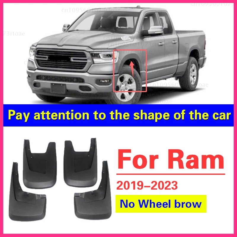 Брызговики для DODGE RAM 1500 2019-2023 2020 2021, брызговики, брызговики, передние и задние колеса, крылья, автомобильные аксессуары, 4 шт. No Wheel brow
