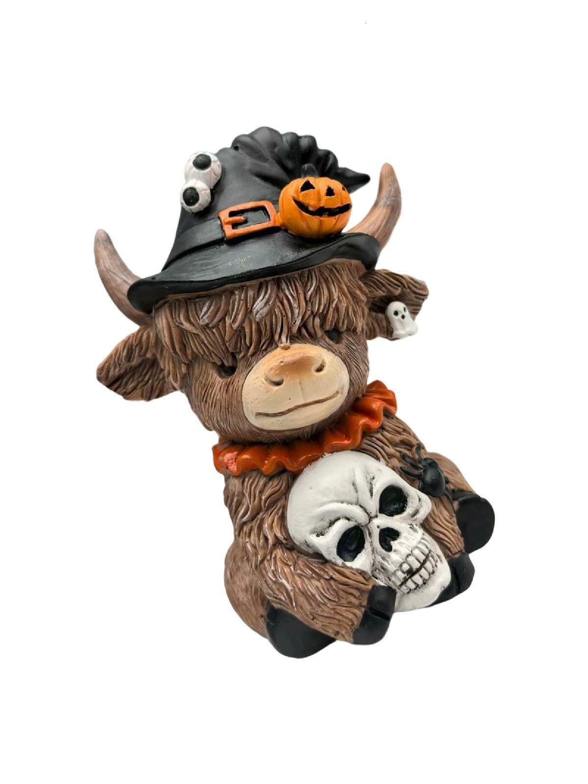 Уникальная статуэтка коровы с черепом из тыквенной смолы на Хэллоуин для декора художественных статуй из смолы