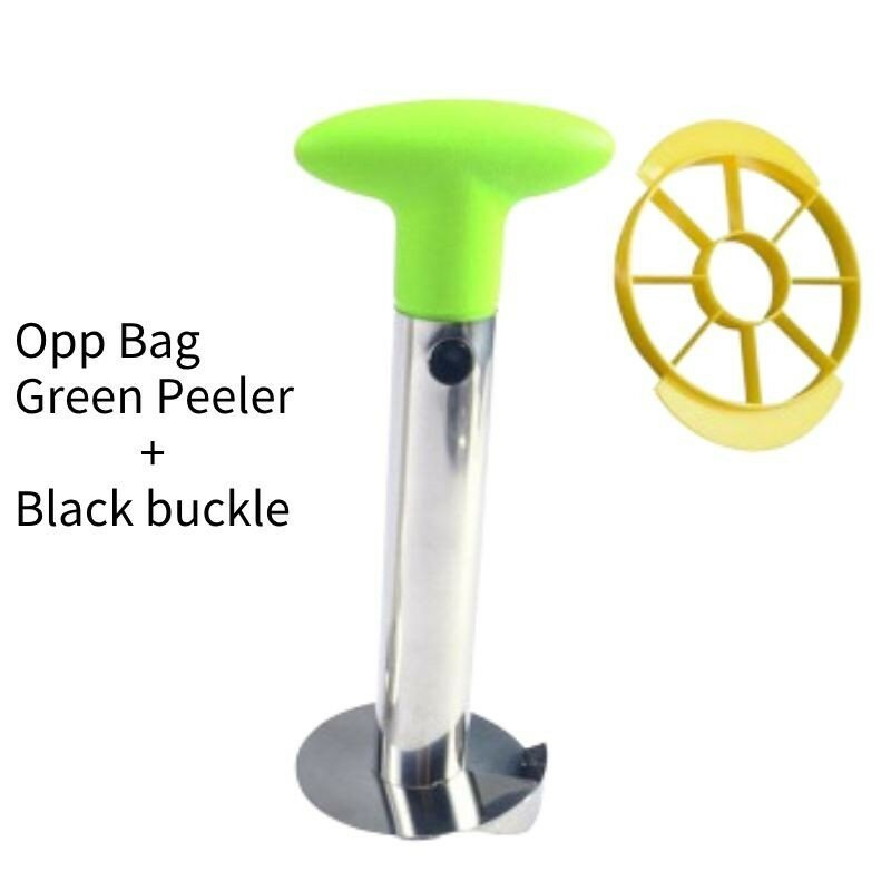Универсальный корнер и очищатель ананасов с острым лезвием из нержавеющей стали и цветной ручкой, зеленый - OPP