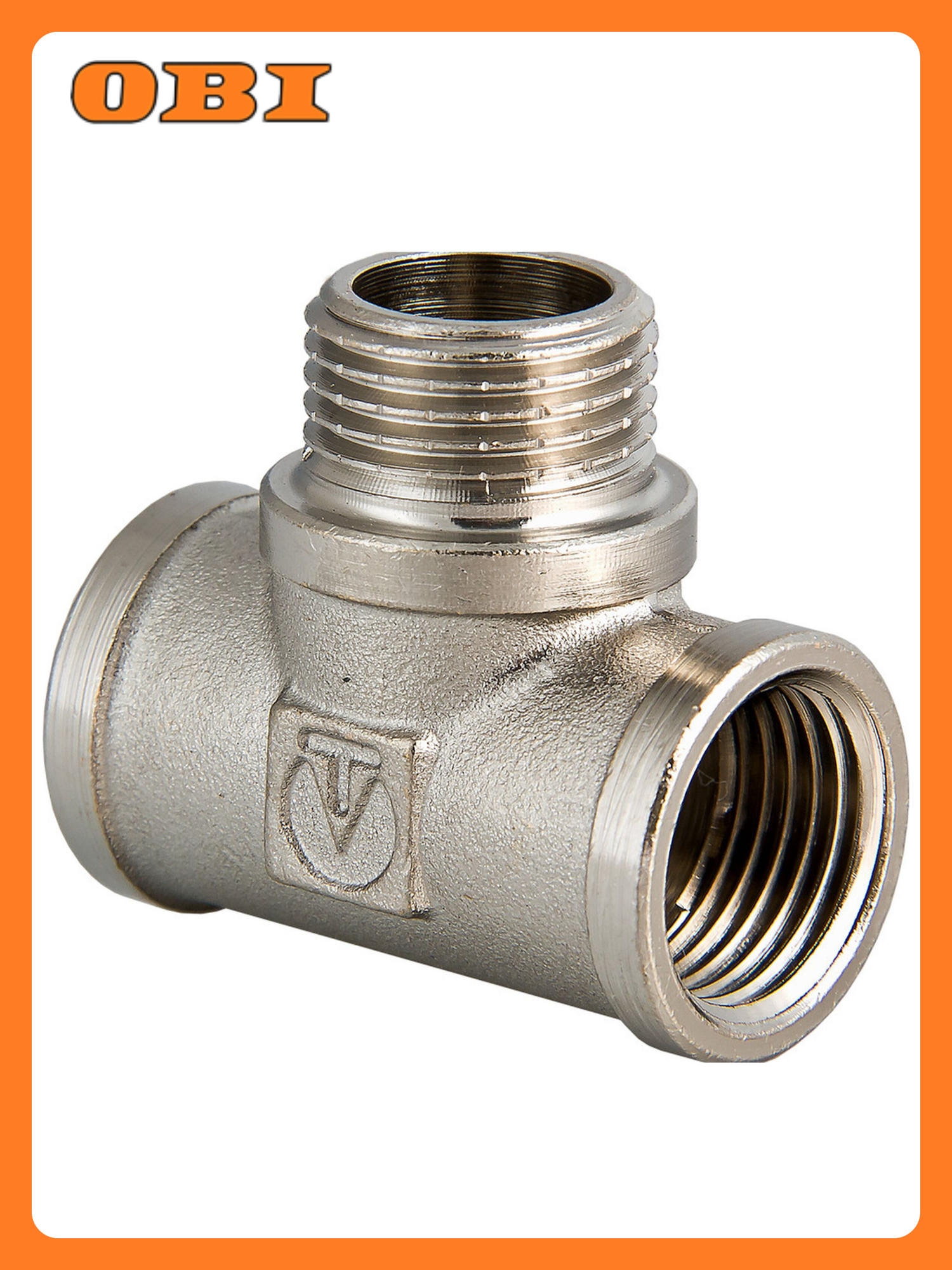 Тройник латунь никелированная VALTEC 1/2"