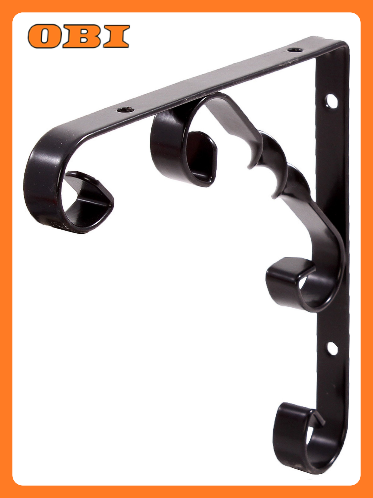 Кронштейн для полки Larvij "Орнаментал", металл, черный, 10x10x1,3 см