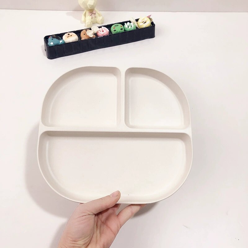 Детская тарелка A5 с разделителями, экологичная однотонная тарелка с 3 секциями для школьников и детского сада,