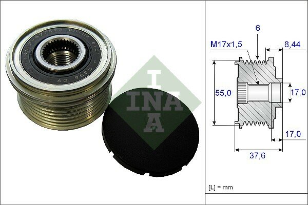 Шкив генератора INA 535024610 Mazda 3, 6 1.6-2.3 02->