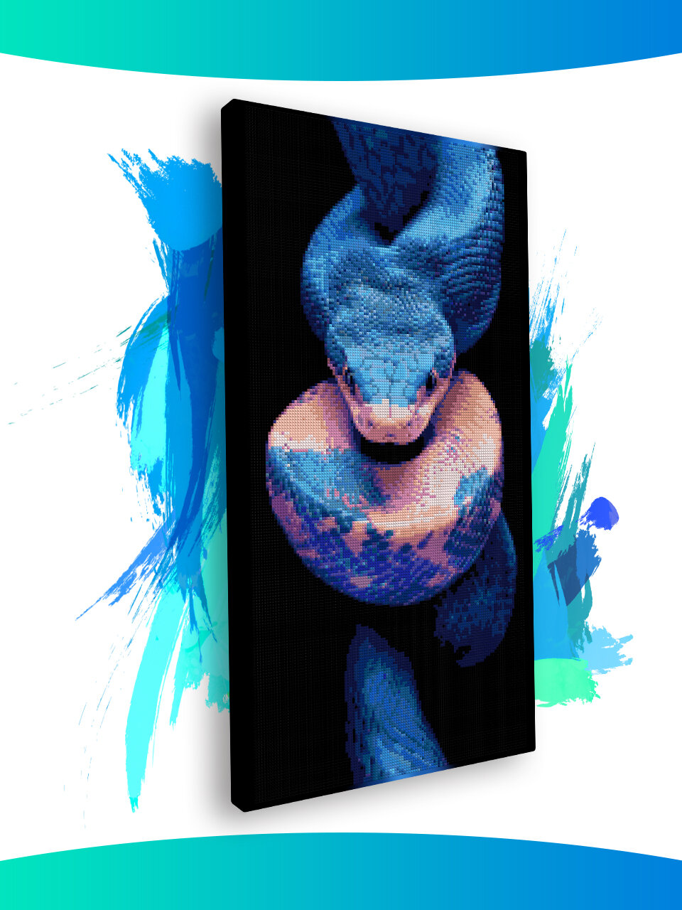 Алмазная мозаика на подрамнике - вышивка - Blue Snake 30 х 60 см