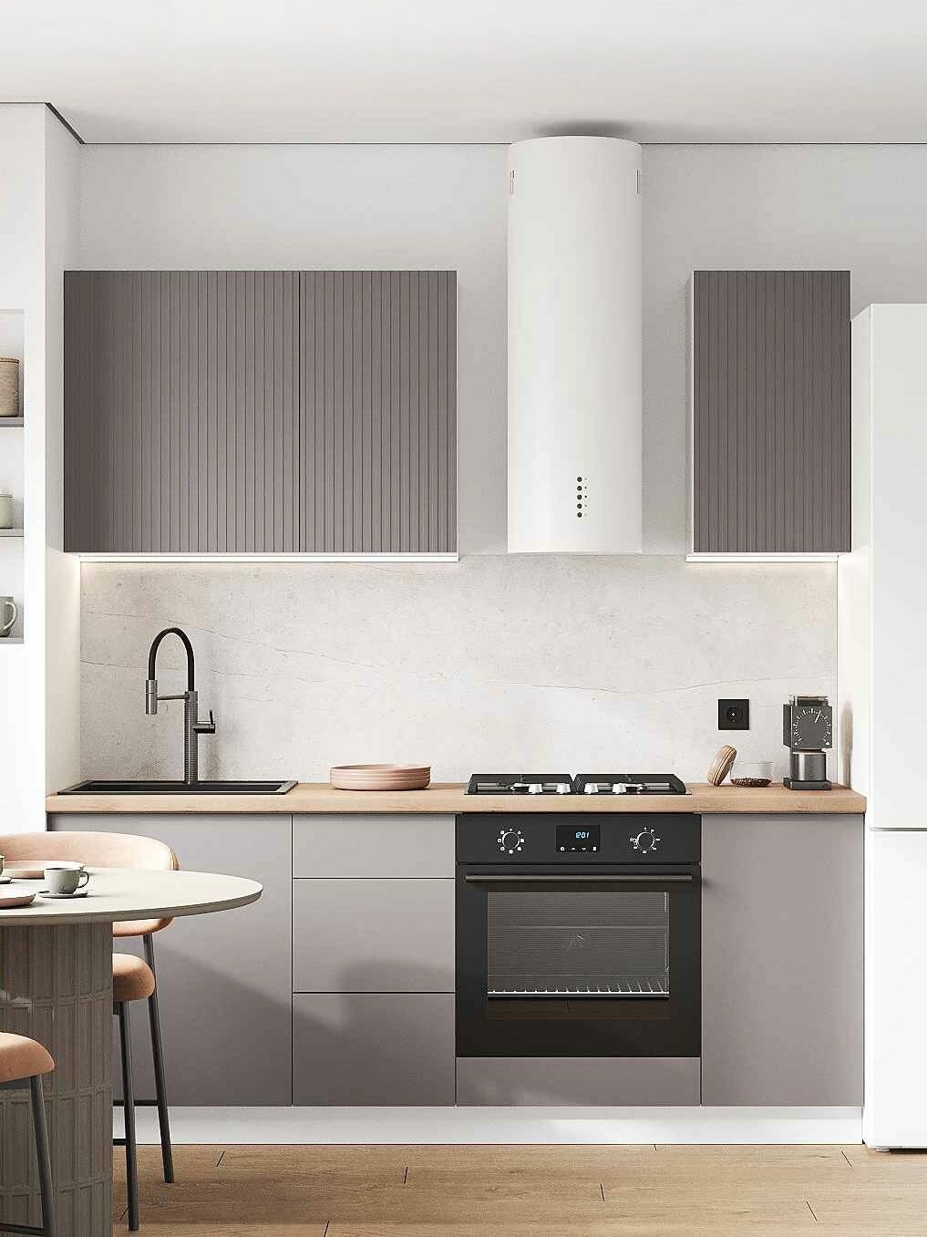 Кухонный гарнитур Комби 2 м, мебель для дома и кухни, Белый / Грей