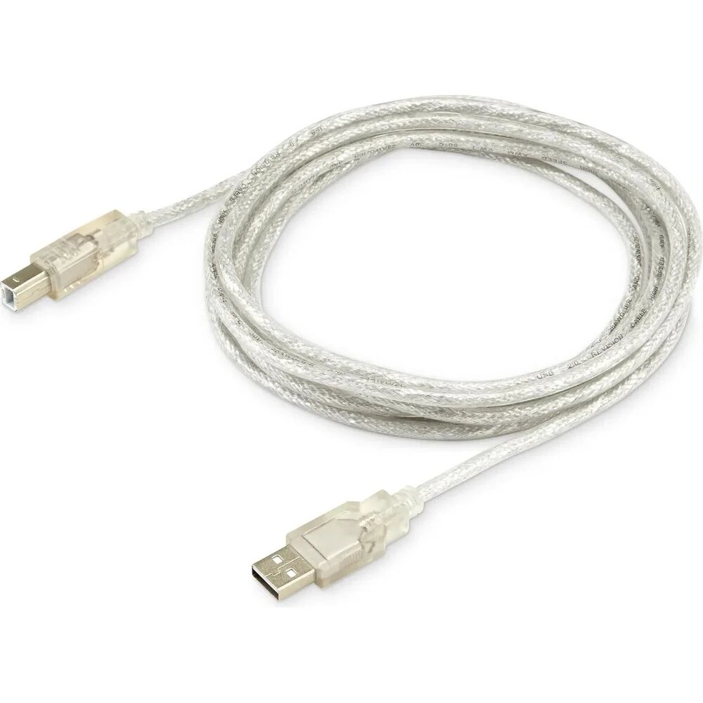 Кабель BURO USB2.0-AM/BM-3-TRANS USB A(m) USB B(m), 3м, прозрачный 817260