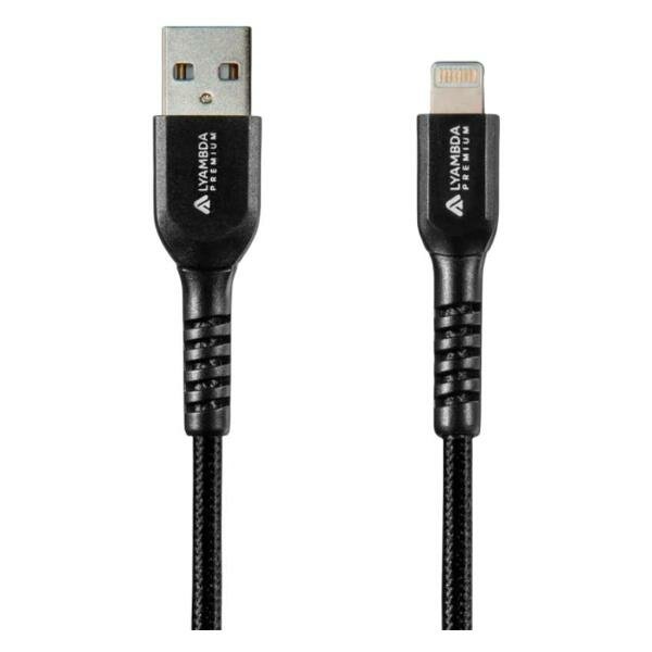 Кабель LYAMBDA USB MFI Type-A(m)/Lightning(m) 2.4A 0.5м Black