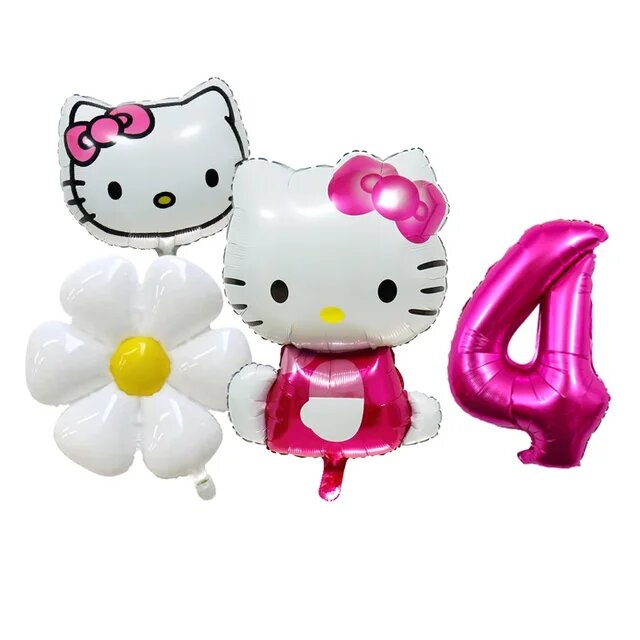 Набор воздушных шаров Hello Kitty в форме цифр, милые фольгированные шары с мультяшной кошечкой, идеально подходят для украшения дня рождения девочки и для детского праздника.