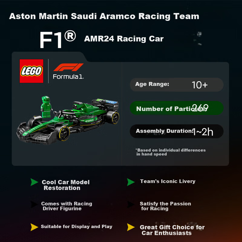 Конструктор LEGO Гонки 77245 Астон Мартин F1 для мальчиков 11-14 лет Характеристики：Формула-1 Астон Мартин