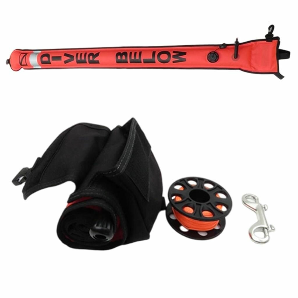 Надувной сигнальный буй с катушкой и зажимом для безопасного дайвинга, - 180cm