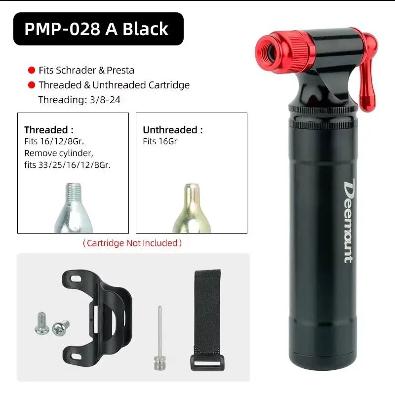 Deemount CO2 насос для велосипеда, черный, PMP-028 A Black