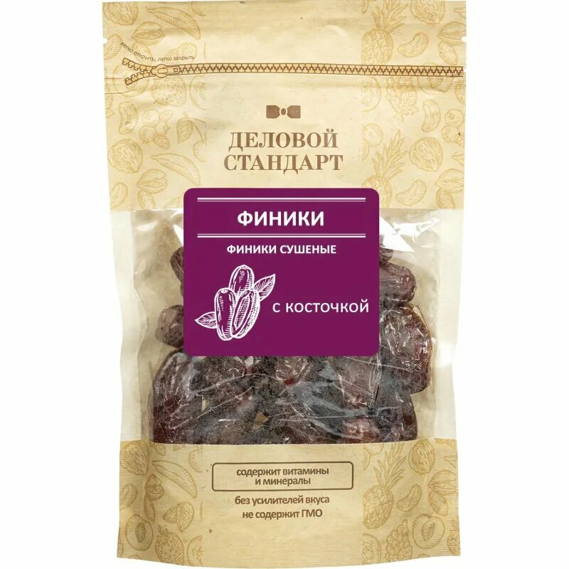 Финики  Деловой Стандарт сушеные с косточкой, 200г, 1762486