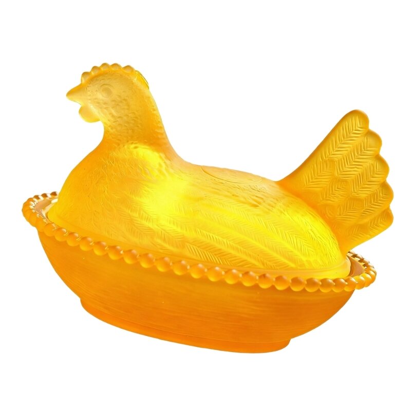 Glass Crystal Hen-Shape Candy Dishes Creative Chicken Fruit Bowl with Lid Table Decoration Dessert Plate Home Decors