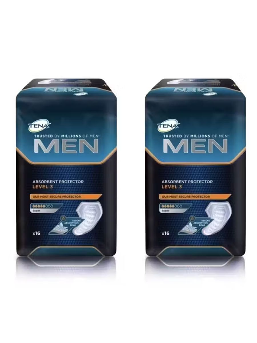 Прокладки урологические для мужчин Tena Men Level 3 Super, 5 капель, 800 мл, 2 упаковки, 32 штуки