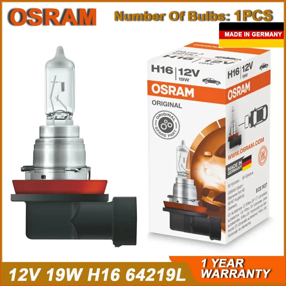 OSRAM H16 64219L PGJ19-3 оригинальная линейная лампа 3200K передняя фара 12 в 19 Вт 12V-19W H16 1PCS