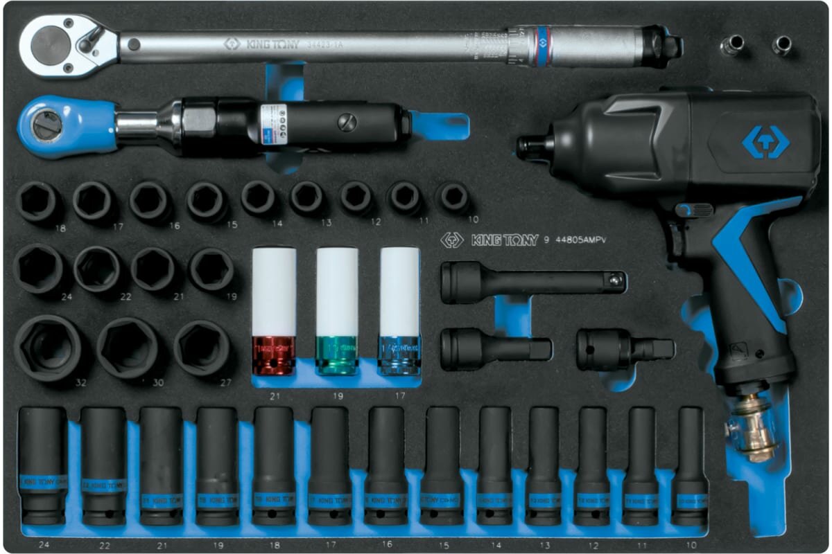 Набор пневмоинструмента KING TONY принадлежностями, ложемент, 41 предмет 9-44805AMPV