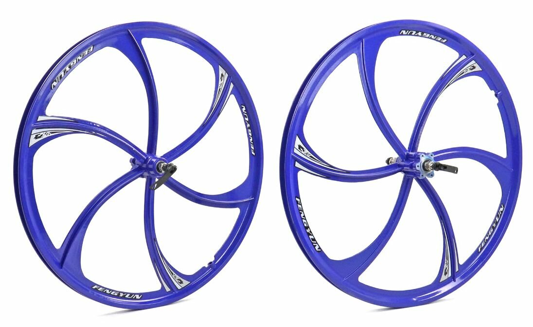 Обода 26" литые (6 лучей) передний+задний (компл.) под трещетку, синий