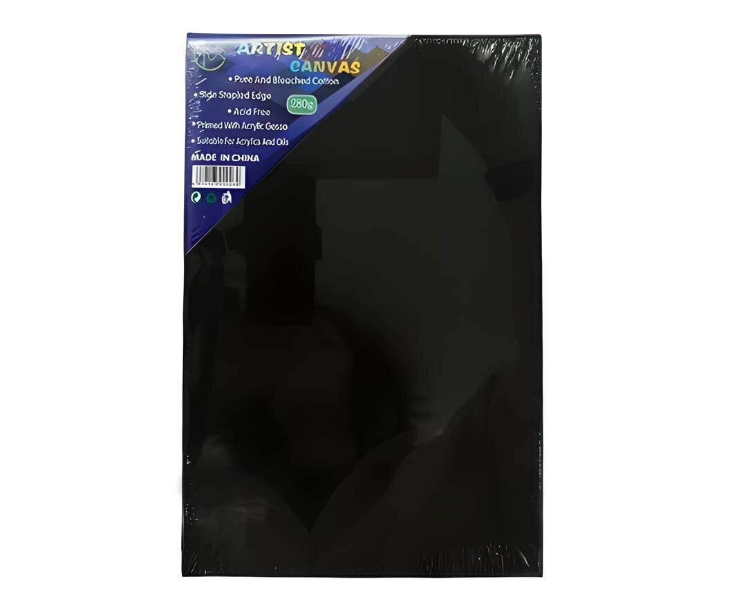 Холст 40*50 см. DB-226 "Черный" хлопок, 280гр/м2, на подрамнике