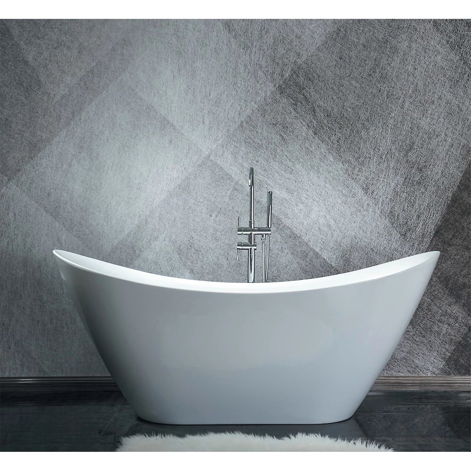 Акриловая ванна Azario MELADO белая, свободностоящая в комплекте с сифоном и металлическими ножками 1800* AZ-6107-18W