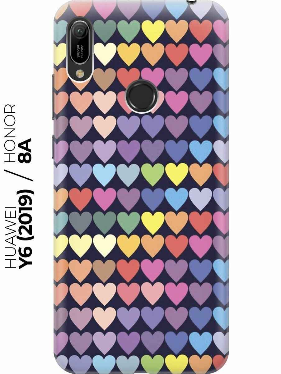 Силиконовый чехол Паттерн из сердечек на Honor 8A / 8A Pro / Huawei Y6 (2019) / Y6 Prime (2019) / Хонор 8а / 8а Про / Хуавей У6 2019 / У6 Прайм 2019