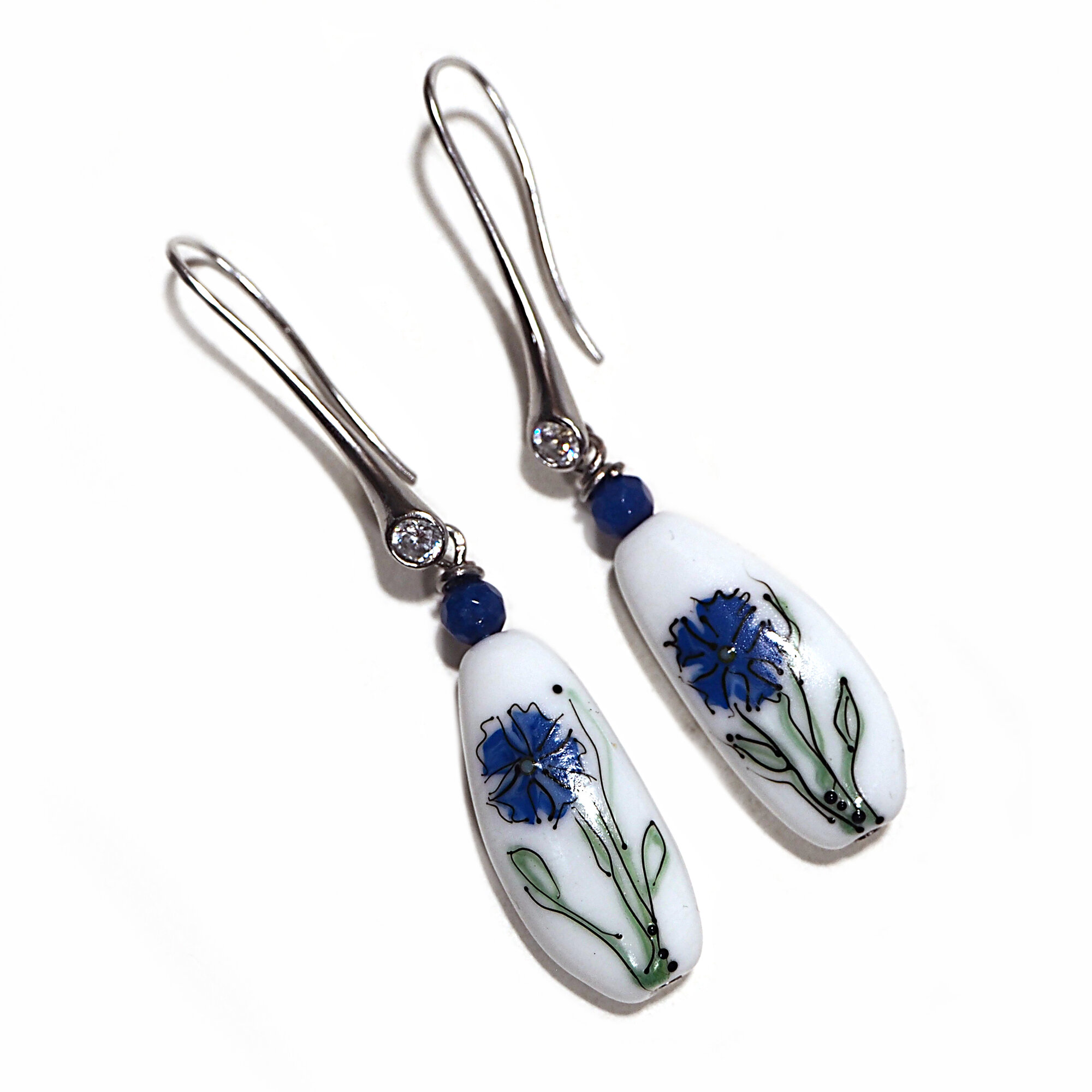 Серьги с подвесками, лазурит, муранское стекло