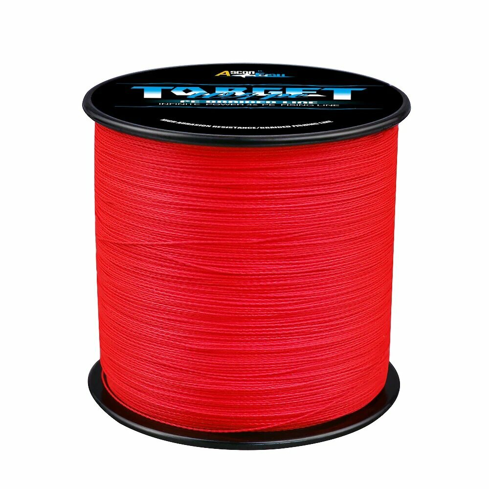 Плетеная рыболовная леска ASCON FISH 4 нити 500/1000 м Красный, 1000M-0.12mm-8LB, never faded color