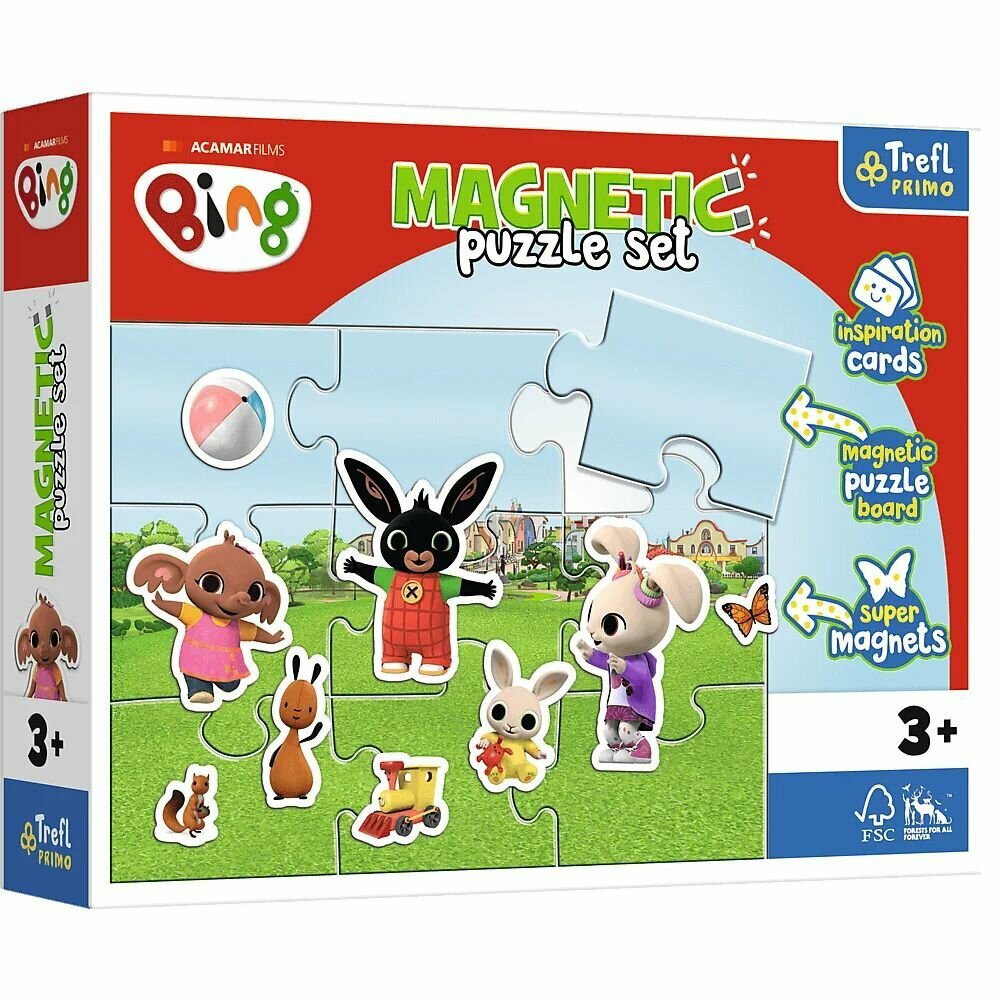 Trefl. Пазл "Веселый мир Бинг" 9 элементов, магнитный, развивающий, красочный, от 3 лет