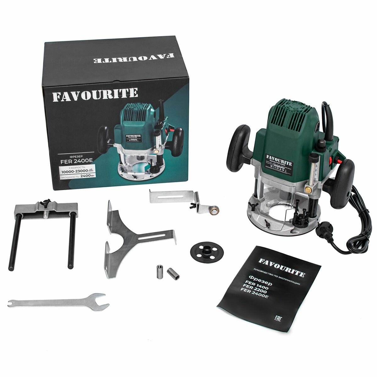 Фрезер электрический FAVOURITE FER 2400E, 2400Вт, цанга 12 мм, 10000-23000 об/мин, регулировка оборотов