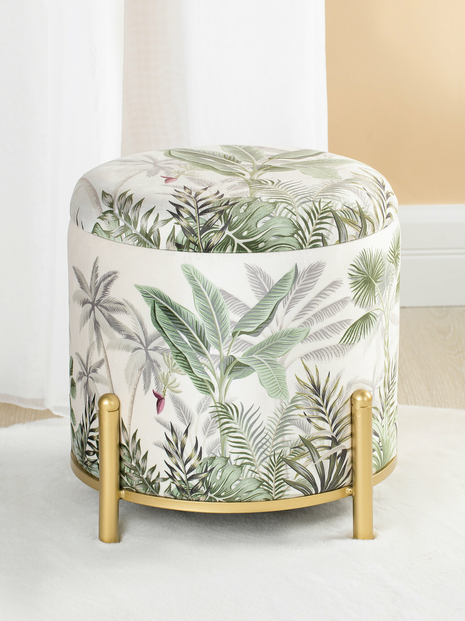 49-235M Пуф с крышкой 38х38х32см, МДФ, дерево, ткань, поролон, металл, Glasar