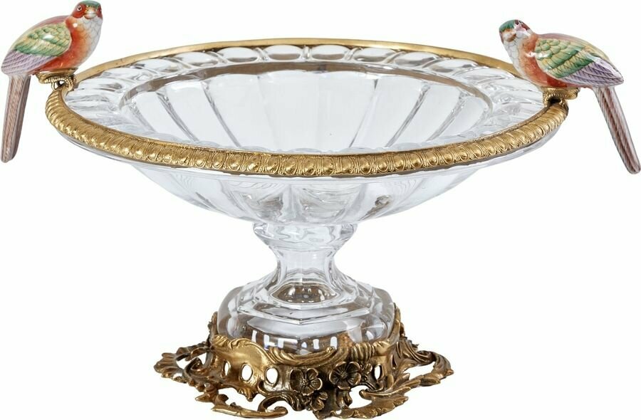 HGL328/GLASS Чаша с птицами 41х34х25см, Стекло, фарфор, бронза, прозрачный, Glasar