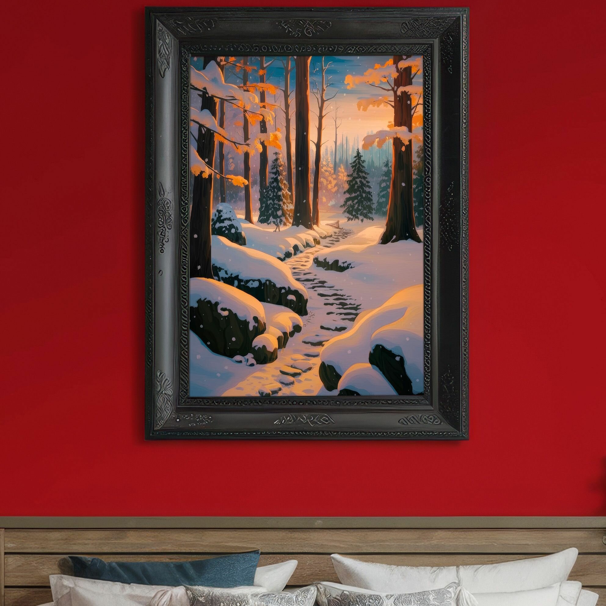 Постер Новый год Зимний лес 3 из серии Casa New Year 30х40
