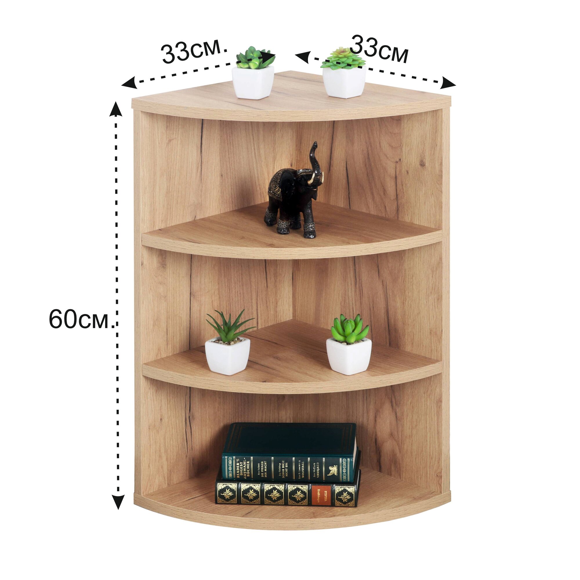 Полка угловая, "Сити-6", ЛДСП цвет дуб крафт золотой, 60 х33 х33 см.