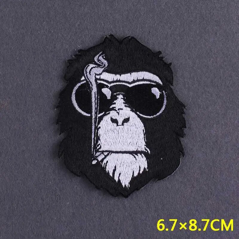 Вышитая байкерская нашивка с гориллой Черный, PE5538CT