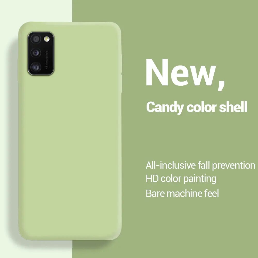 Чехол для Samsung Galaxy A41, зеленый, матовый силикон
