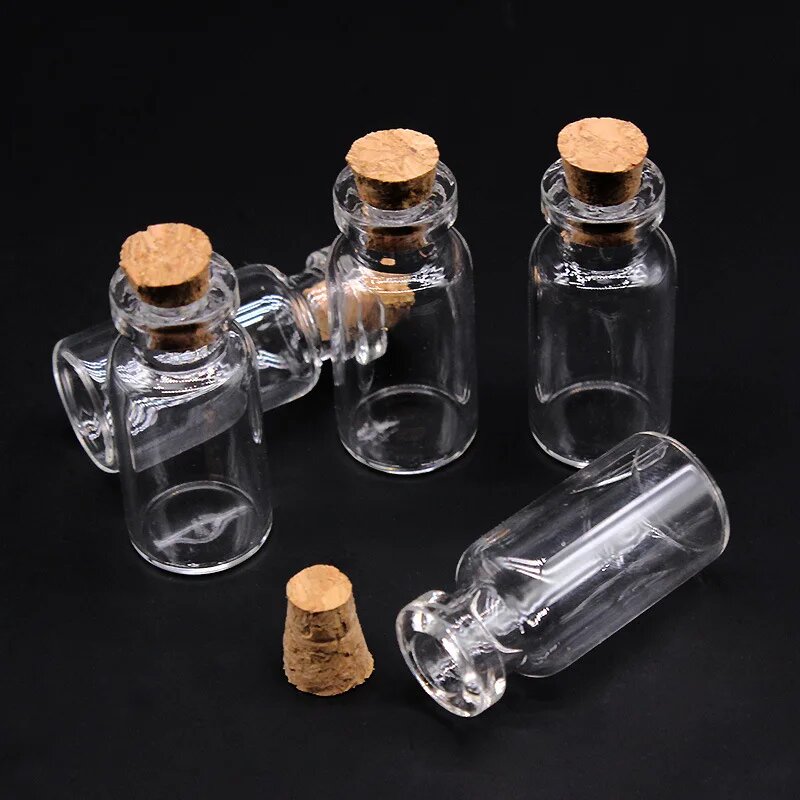 Набор из 10 простых стеклянных флаконов с пробкой 11X22mm 1ML