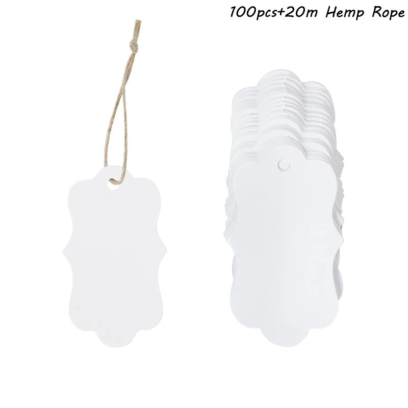 Подарочные бирки из крафт-бумаги Белый, White Style A