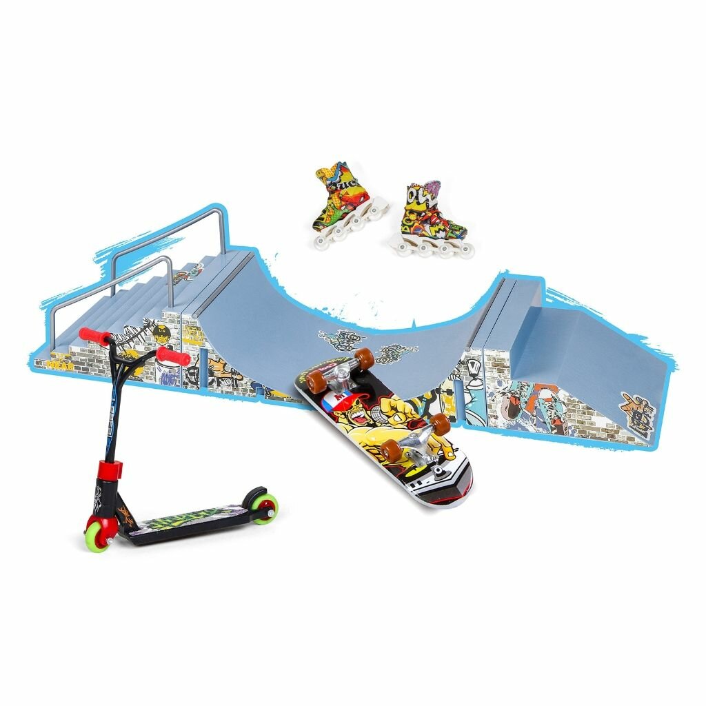 Скейт -скейт Парк Парк палуба и игрушка для пальцев 7pcs Set Board Mini Skates Scooter для тренировки скейтборда, - E
