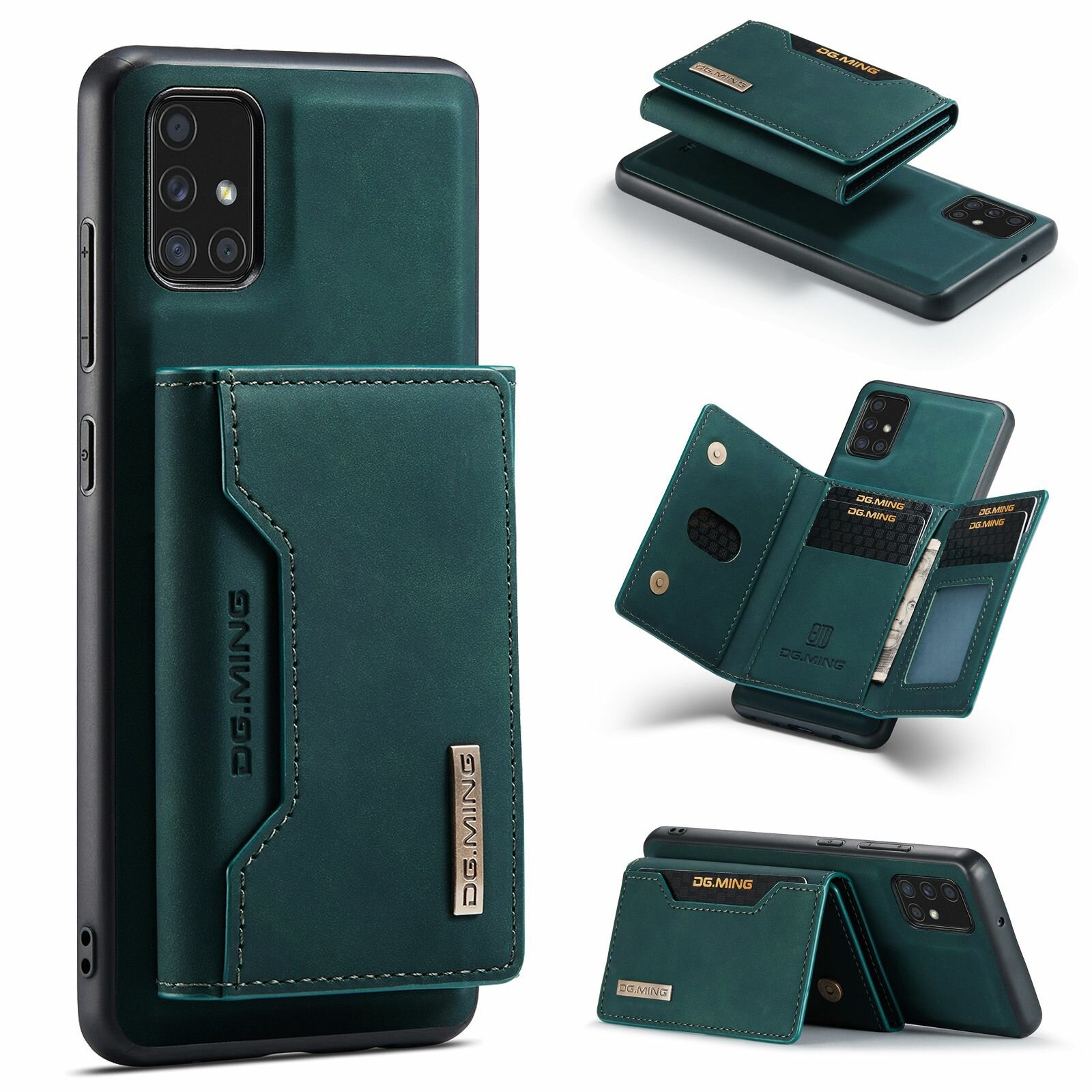 DG.MING Mагнитный кожаный чехол для Samsung Galaxy A71 4G / Самсунг A71 4G , держатель магнитной карты, 2-в-1 чехол из спилка