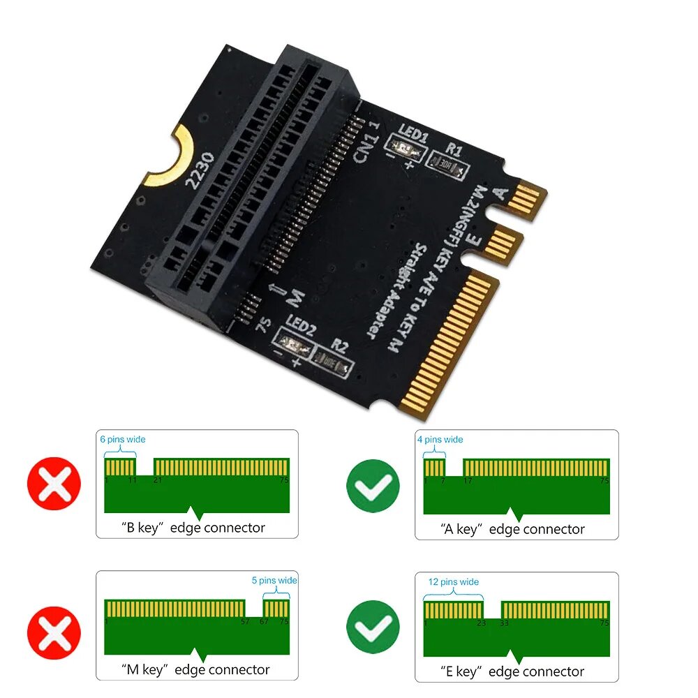 Адаптер M.2 NVME SSD PCIE M2 NGFF Key M — адаптер M.2 Key A/E Вертикальная установка для 2230 M2 NVME SSD Riser Card