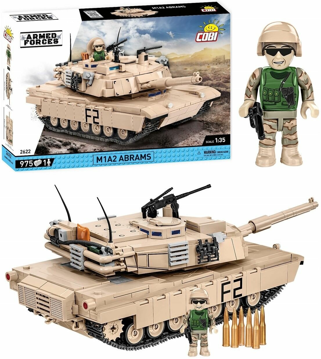 Конструктор пластиковый Cobi M1A2 Abrams - Танк Абрамс - 975эл. - Коби 2622