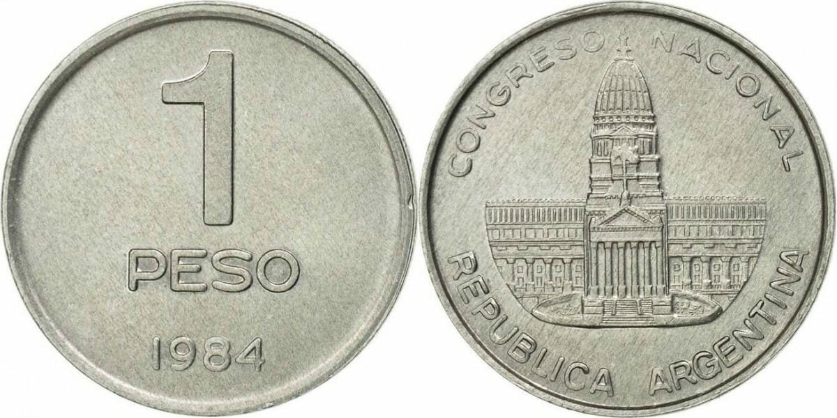 Аргентина 1 песо, 1984 Дворец Национального конгресса UNC