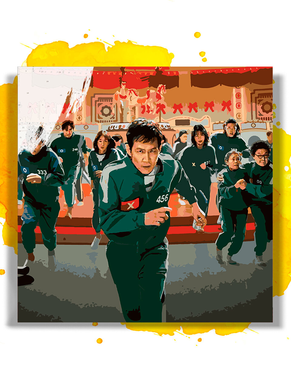 Картина по номерам на холсте Игра в Кальмара 2 - Карусель, 50 х 50 см