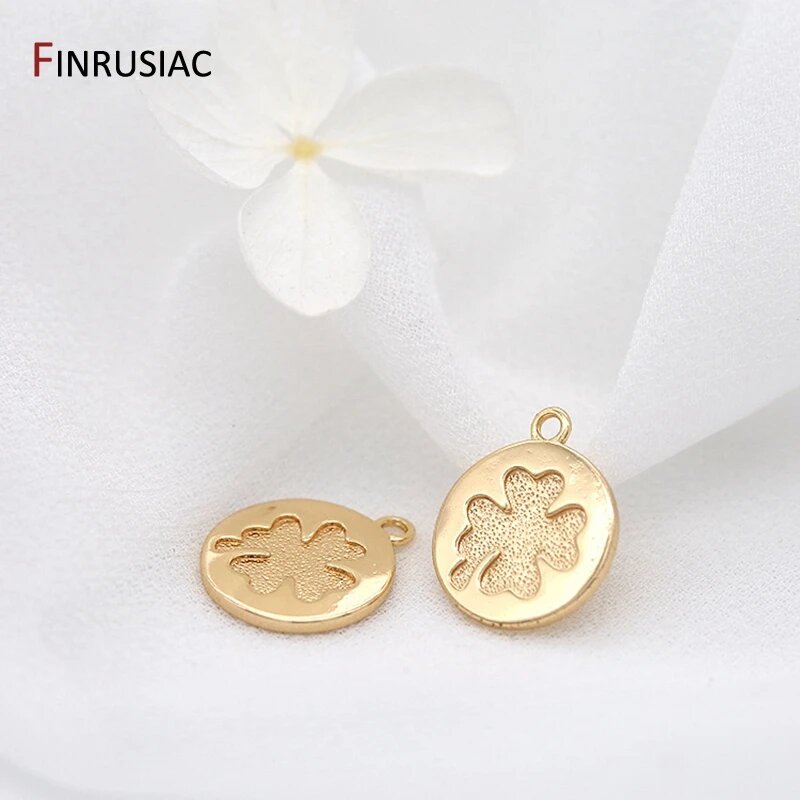Подвески клевер позолота 14k, 6 шт